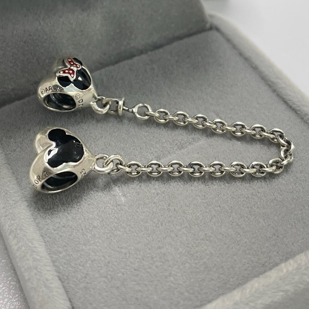 Pandora Mickey And Minnie Mouse Safety Chain Charm - Gem